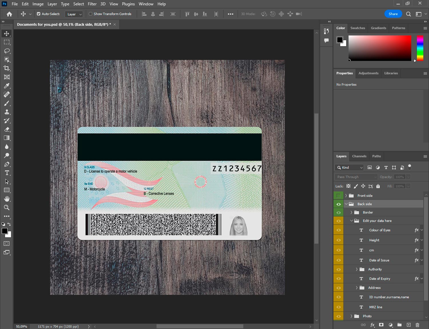 Ohio Driver License Template PSD – Editable Urban ID for Startups ...