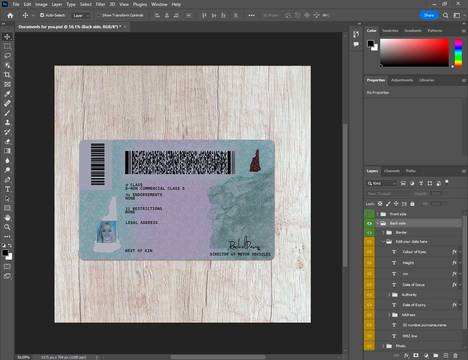New Hampshire Driver License Template PSD – Rustic Editable ID for Slow ...