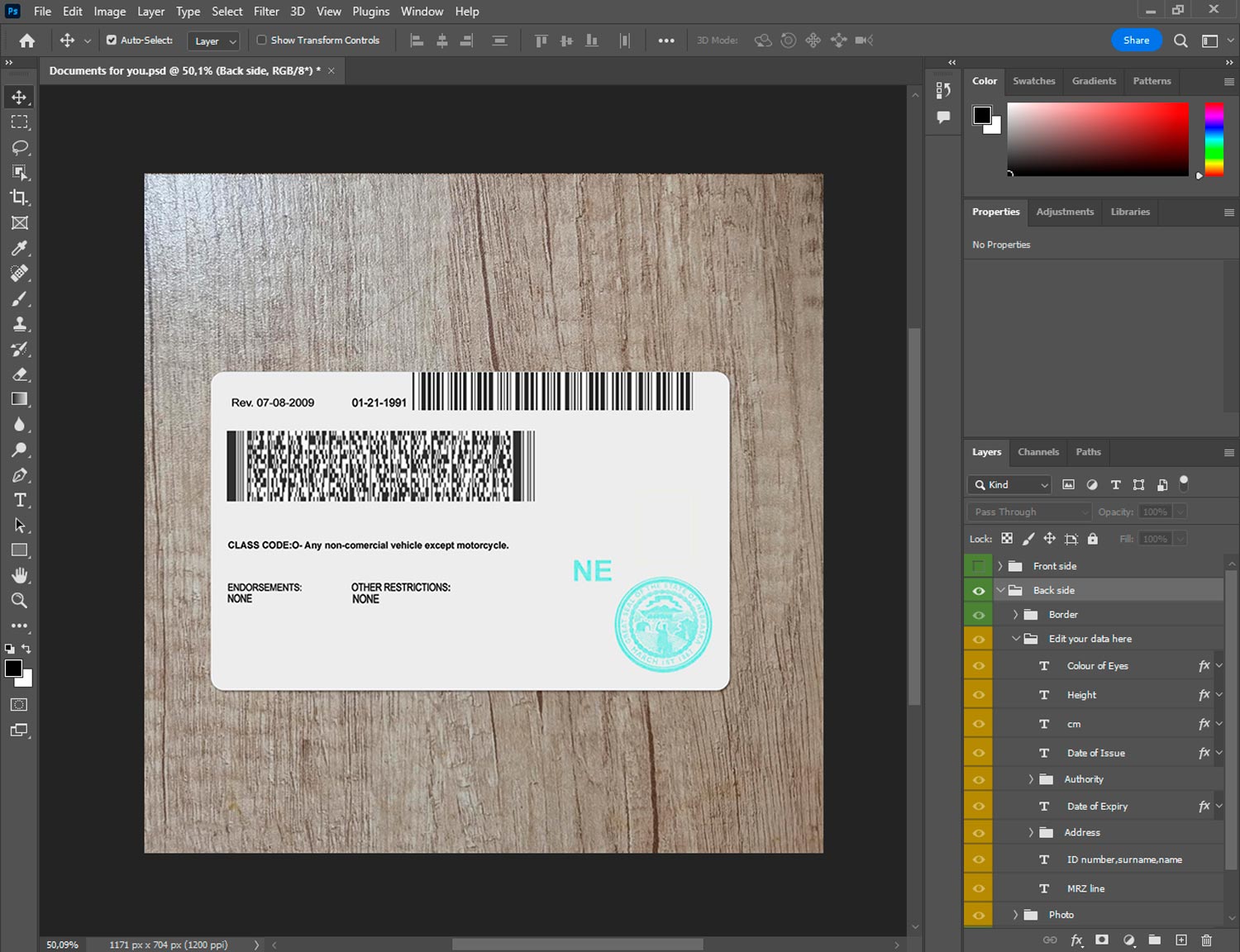Nebraska Driver License Template PSD – Editable Farm-State ID for Rural ...