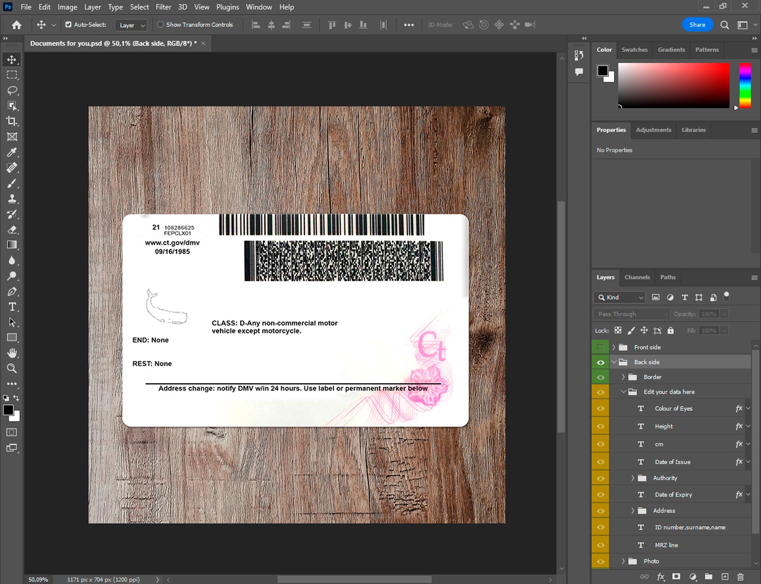 Connecticut Driver License Template PSD – Editable Digital ID for ...