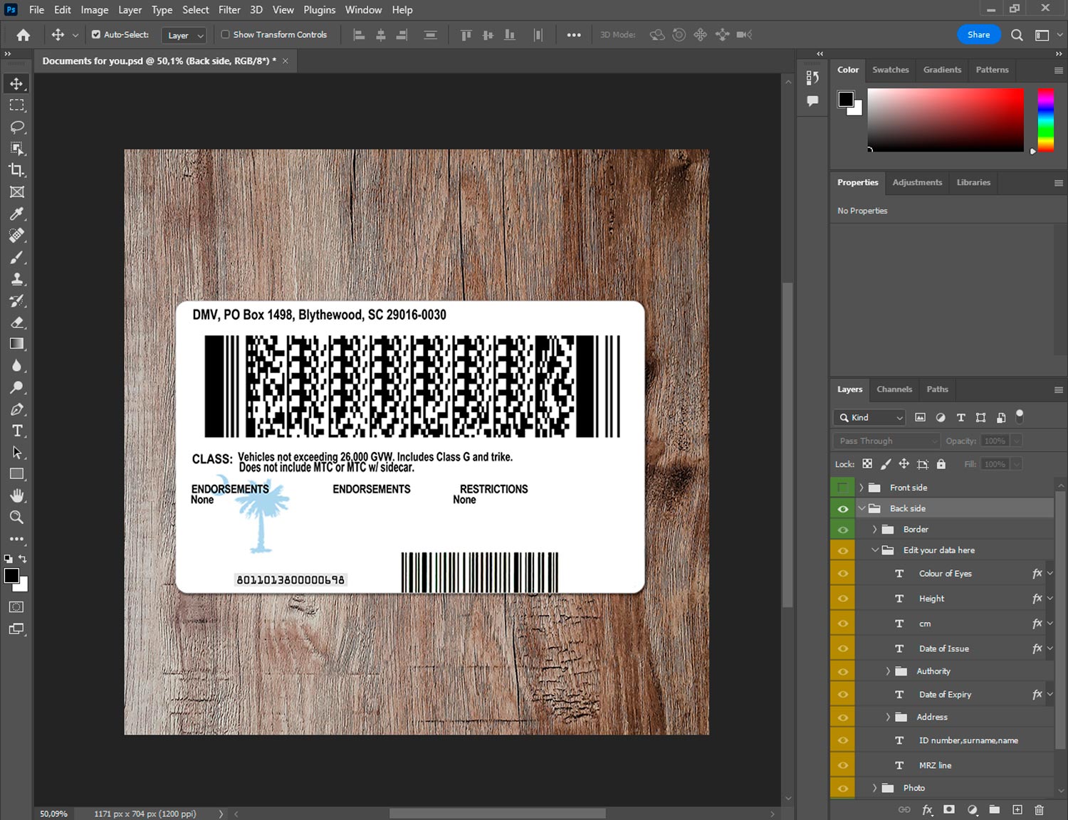 South Carolina Driver License Template PSD – Warm & Reliable Editable ...
