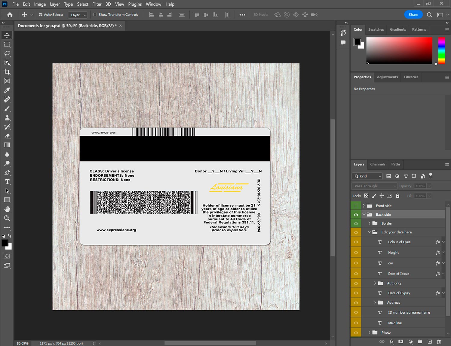 Louisiana Driver License Template PSD – Themed Editable ID for Events ...
