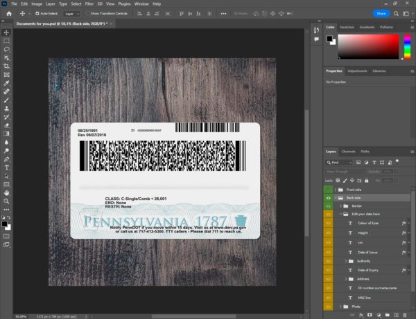 Pennsylvania Driver License Template PSD – Editable Classic ID for ...