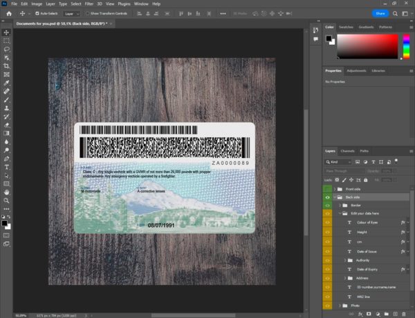 Oregon Driver License Template PSD – Eco-Inspired Editable ID for Green ...