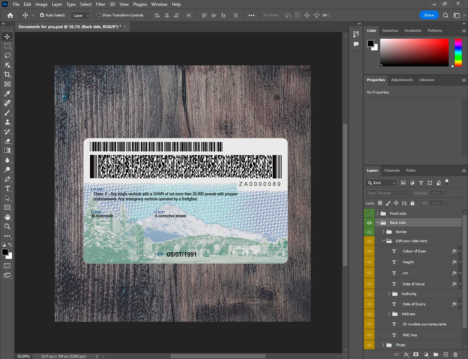 Oregon Driver License Template PSD – Eco-Inspired Editable ID for Green ...