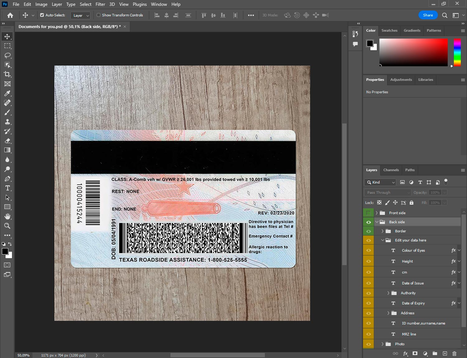 Texas Driver License Template PSD – Bold Editable ID for Business ...