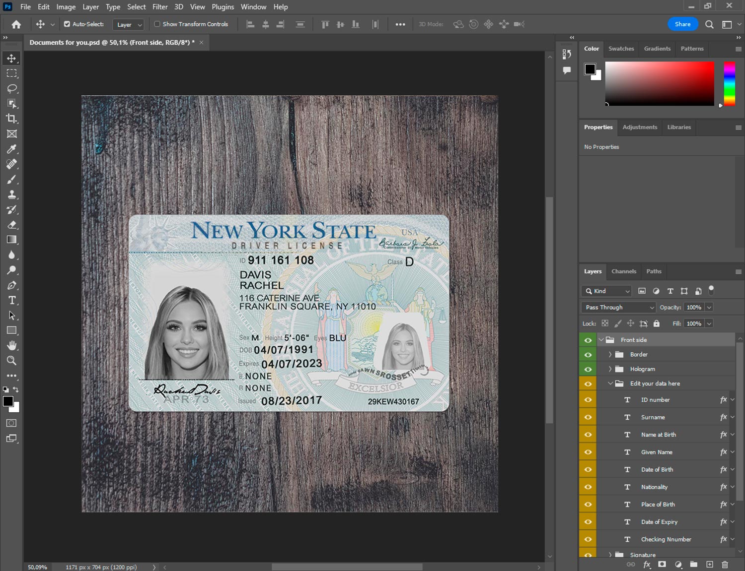 New York Driver License Template PSD – Corporate-Grade Editable ID for ...