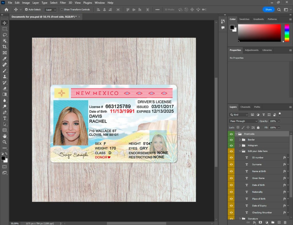 New Mexico Driver License Template PSD – Folk-Inspired Editable ID for ...