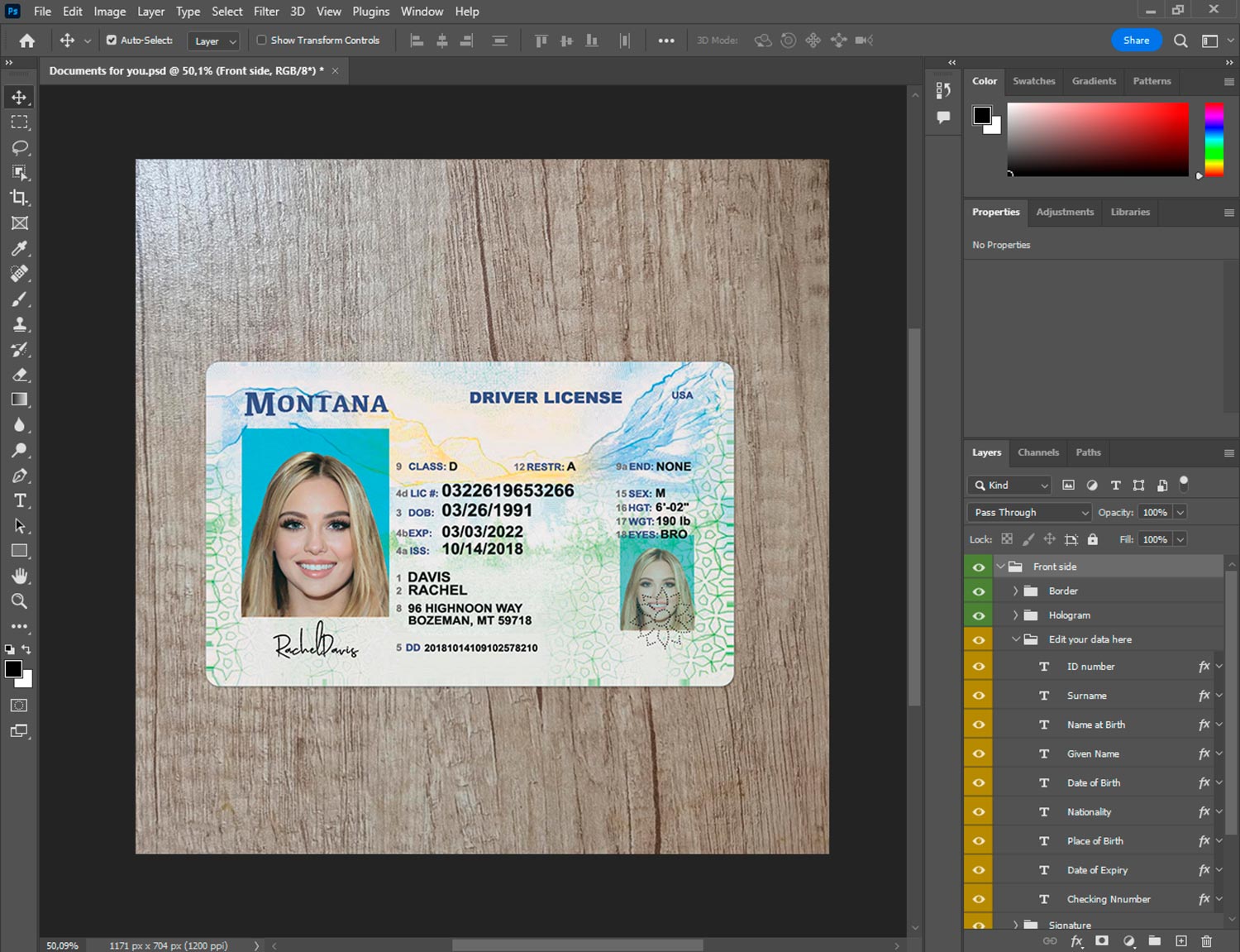Nebraska Driver License Template PSD – Editable Farm-State ID for Rural ...