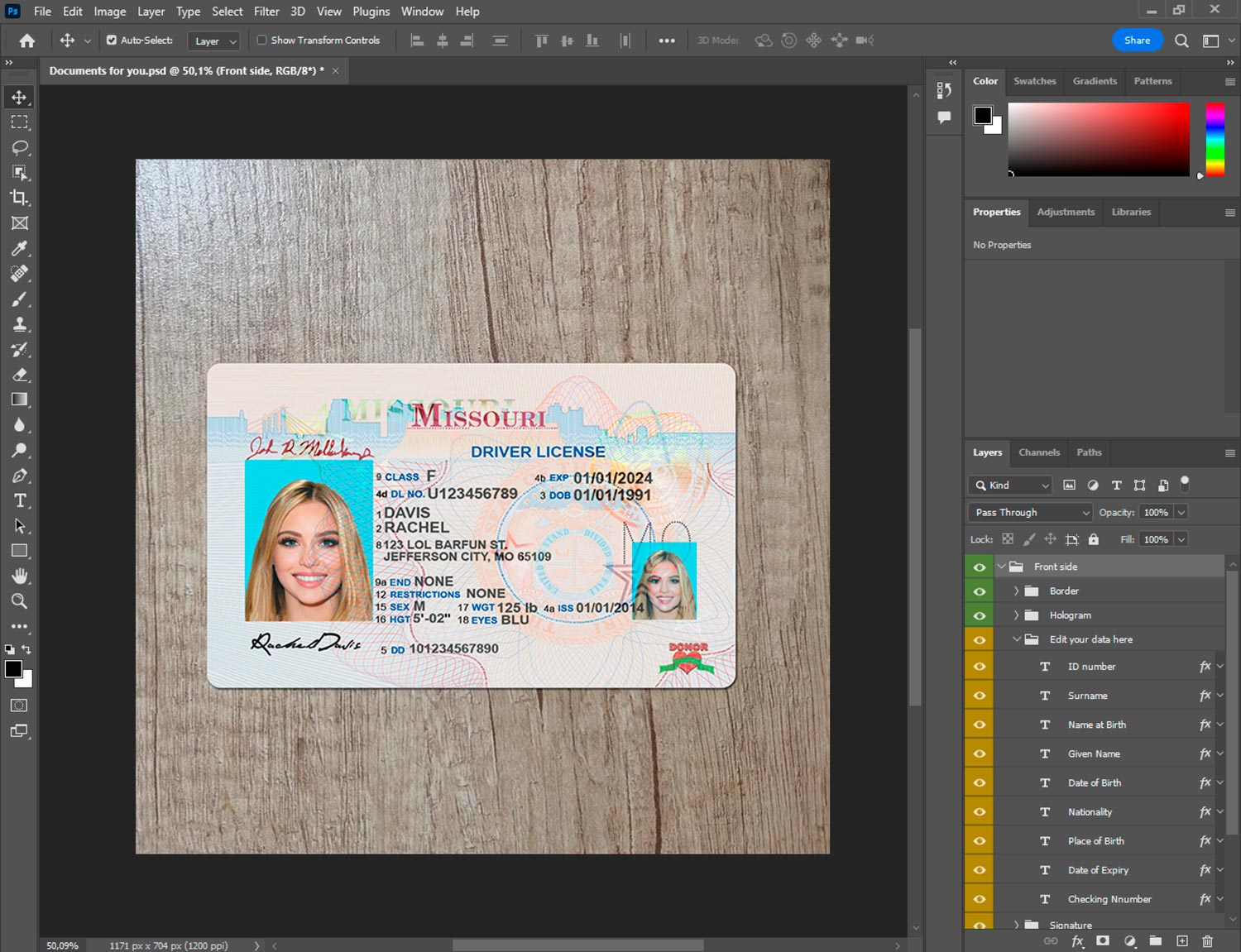 Custom Missouri Driver License Template: Editable & Downloadable