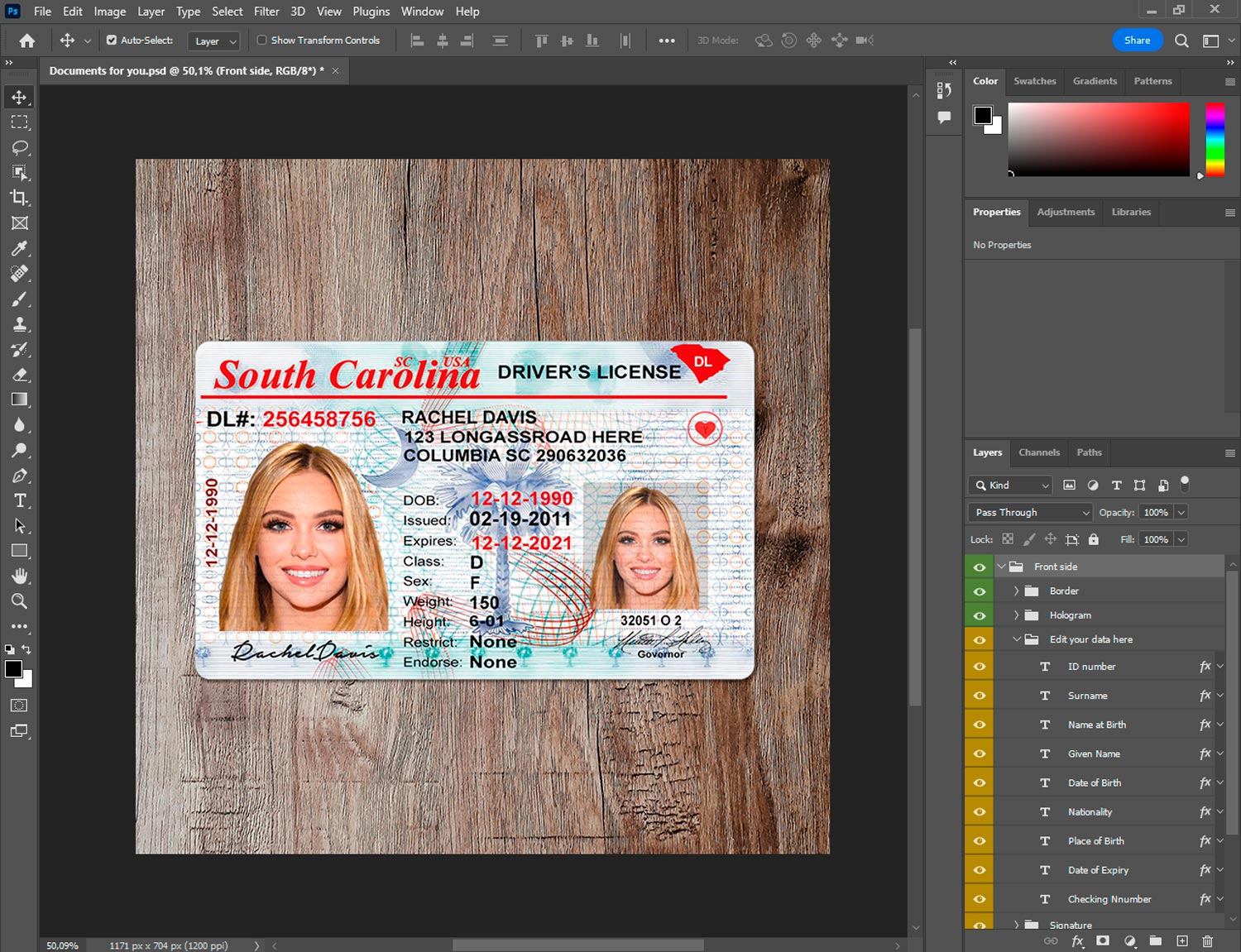 South Carolina Driver License Template PSD – Warm & Reliable Editable ...