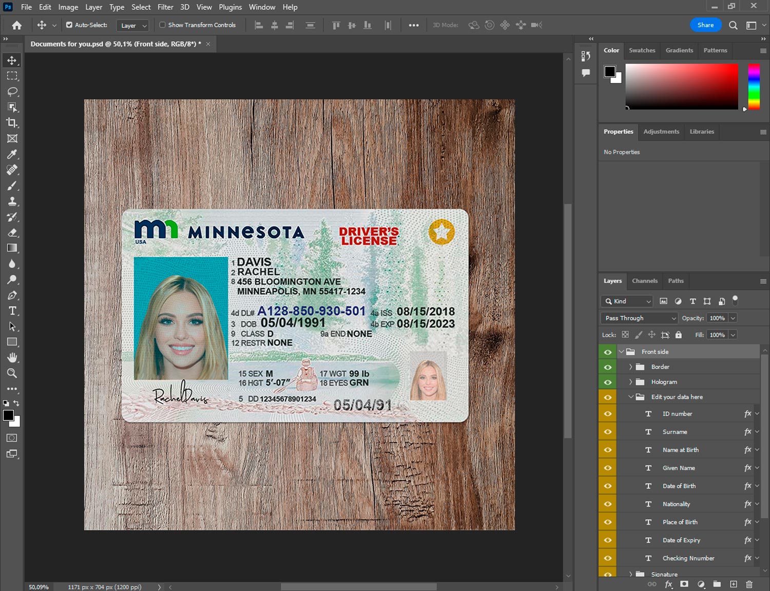 Minnesota Driver License Template PSD – Clean Nordic-Style Editable ID ...