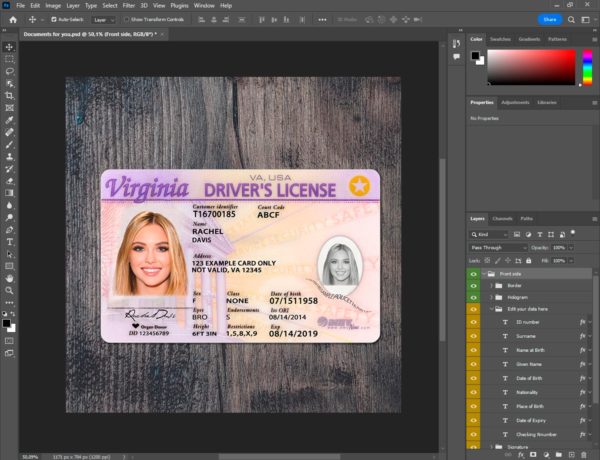Virginia Driver License Template PSD – Secure Editable ID for Legal UX ...