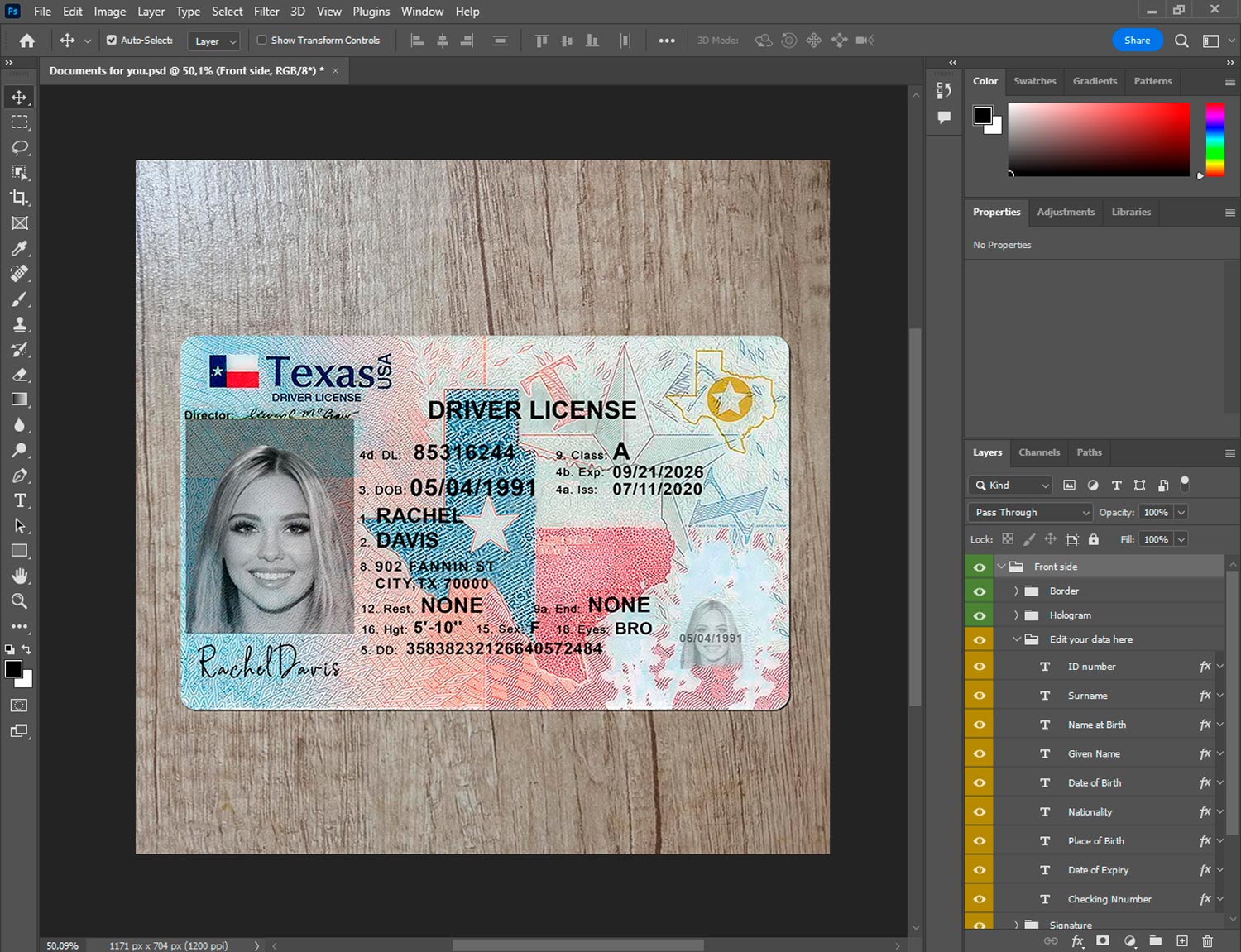 Texas Driver License Template PSD – Bold Editable ID for Business ...