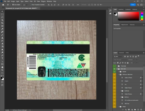 Colorado Driver License PSD Template – Editable Novelty File for ...