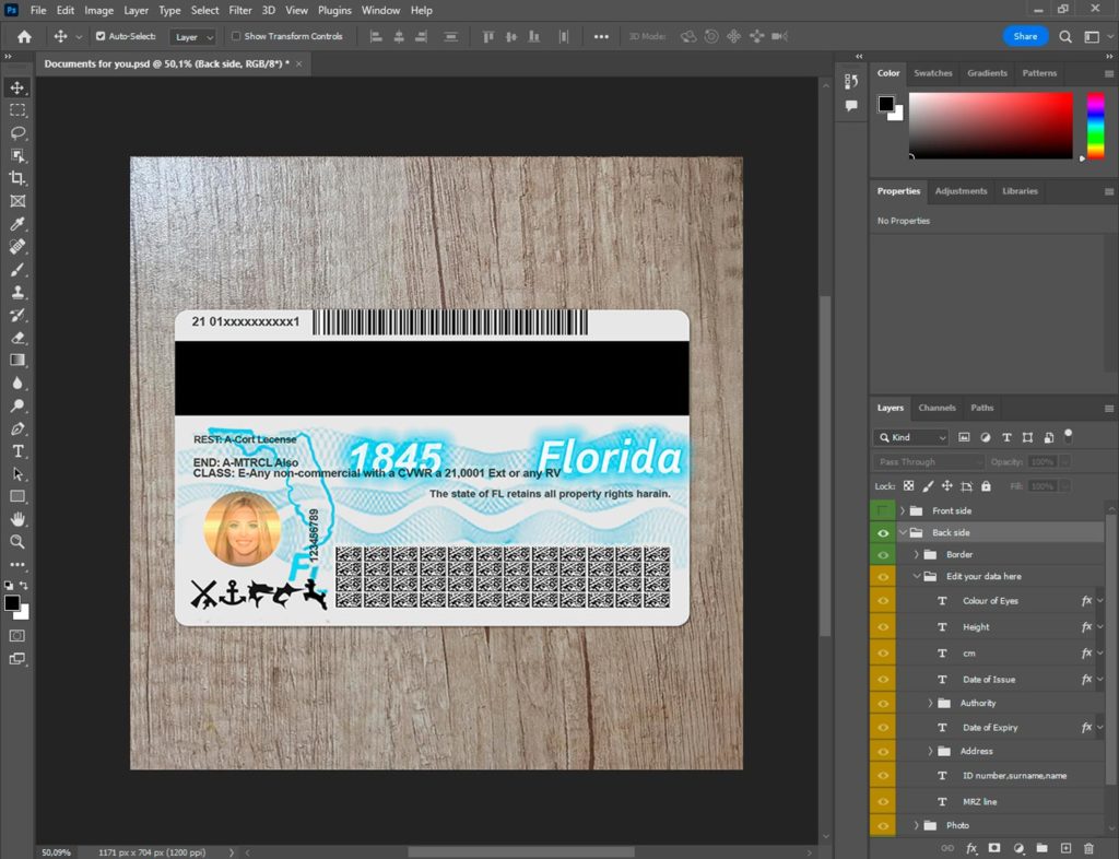 Florida Driver License Template PSD – Fun & Editable Novelty ID for ...