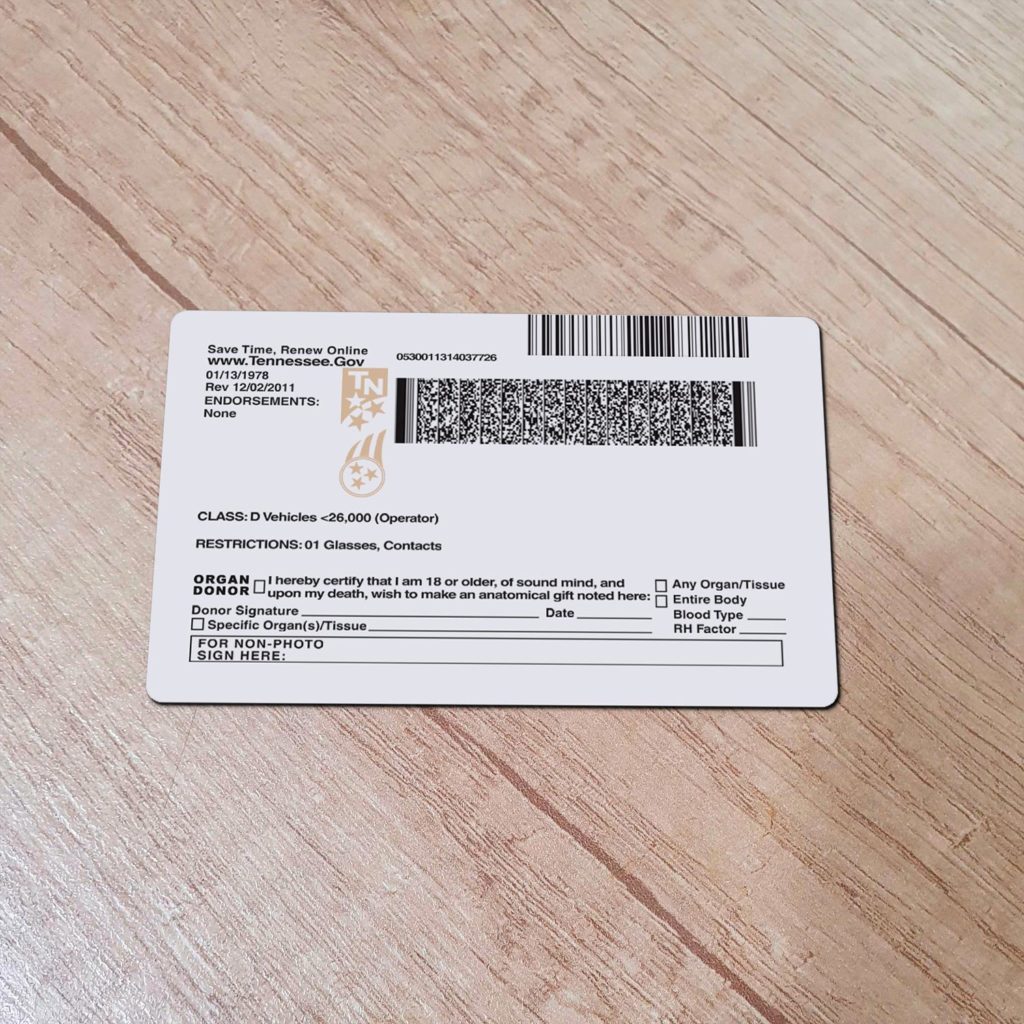 Tennessee Driver License Template PSD – Editable Performer ID for Music ...