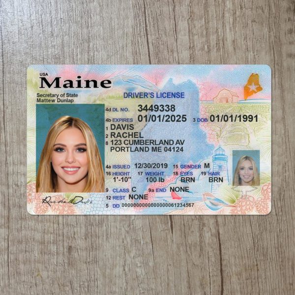 Custom Maine Driver License Template: Editable & Digital