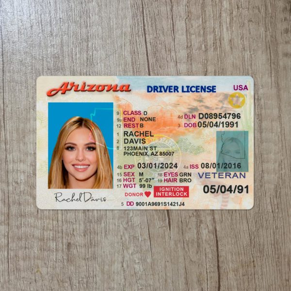 Editable Arizona Driver License Template PSD – Realistic Custom Novelty ID