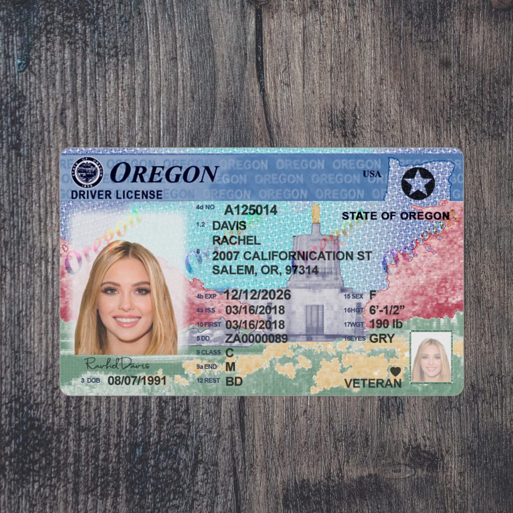 Oregon Driver License Template PSD – Eco-Inspired Editable ID for Green ...