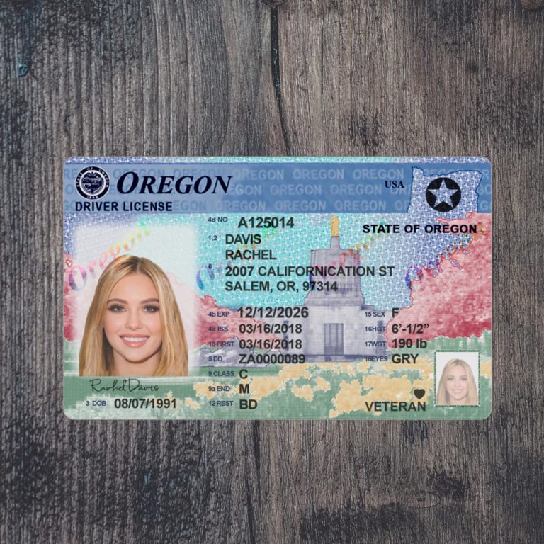 Oregon Driver License Template PSD – Eco-Inspired Editable ID for Green ...