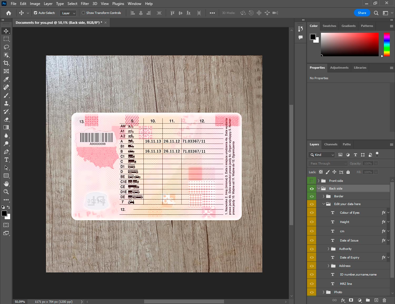 Editable Poland Driver License PSD – Ready to Print