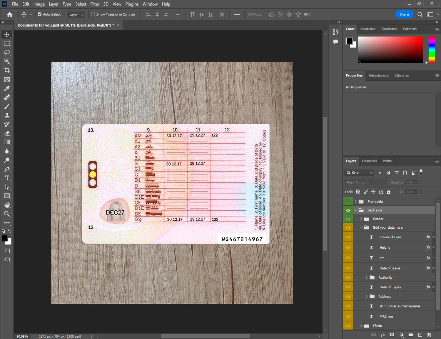 Realistic UK Driver Licence Template – Editable File Format