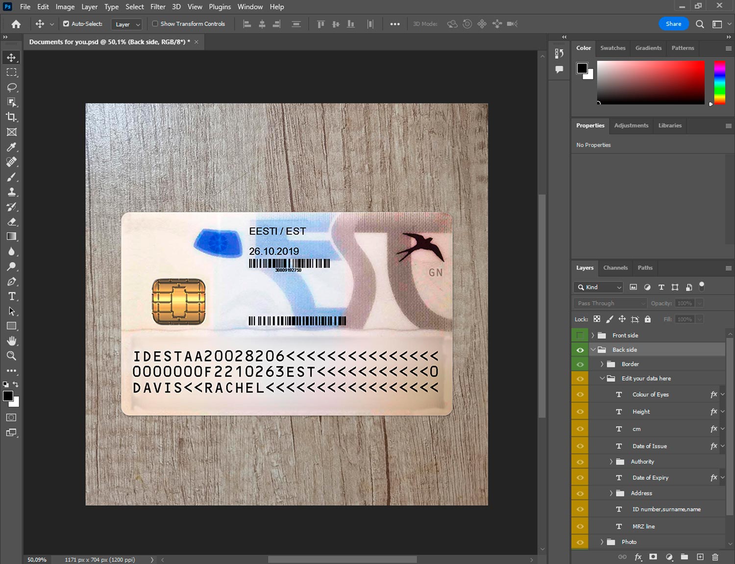 Estonia ID Card PSD Template | Editable 2025 Edition