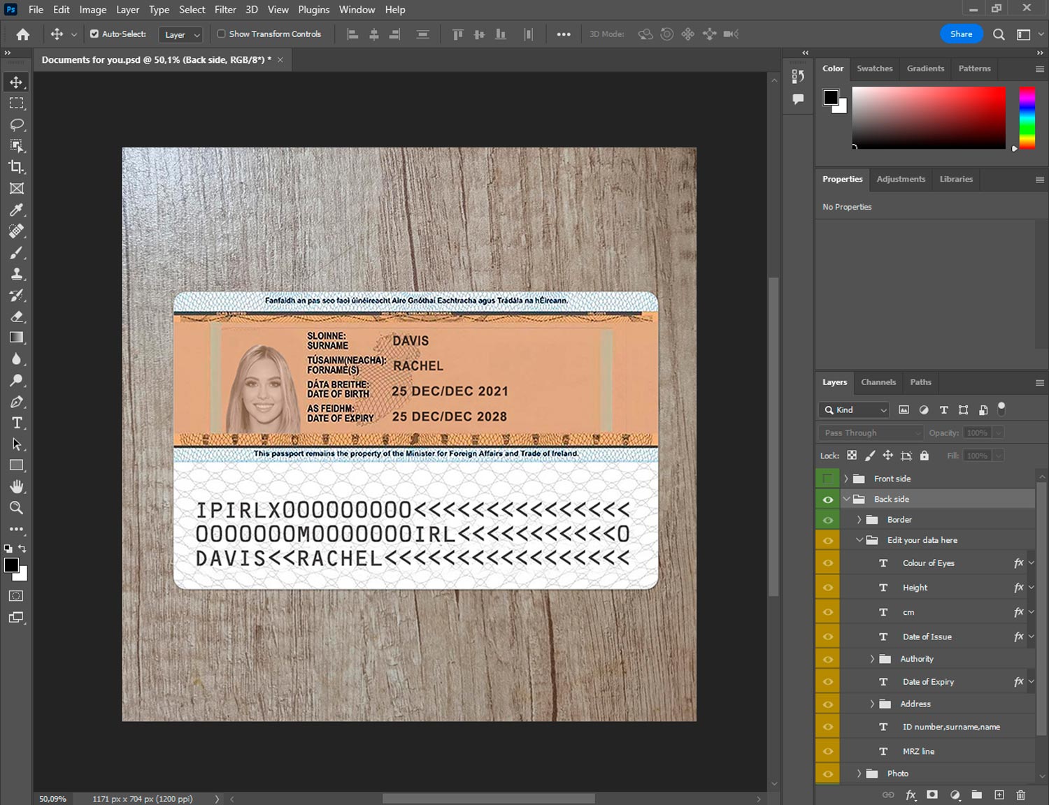 Ireland ID Card PSD | Editable & High-Resolution Format