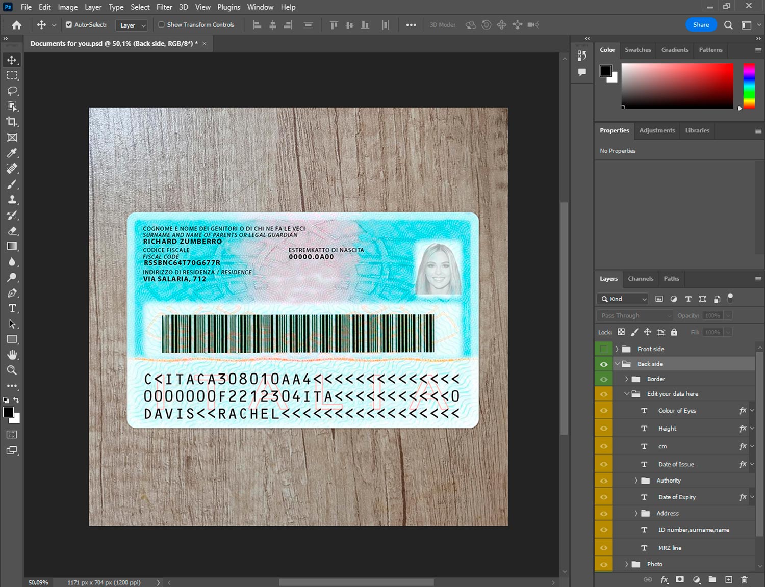 Editable Blank Italy ID Card | Download Now