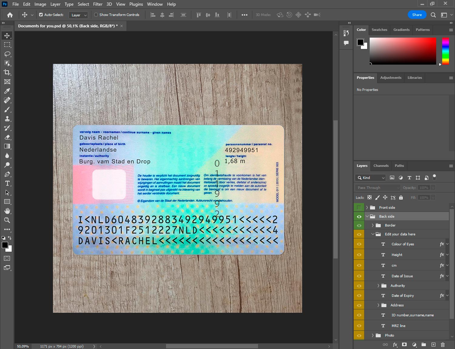 Netherlands ID Card Template | Editable Digital Version