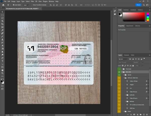 Poland Realistic Poland ID Card PSD Template | Printable Design