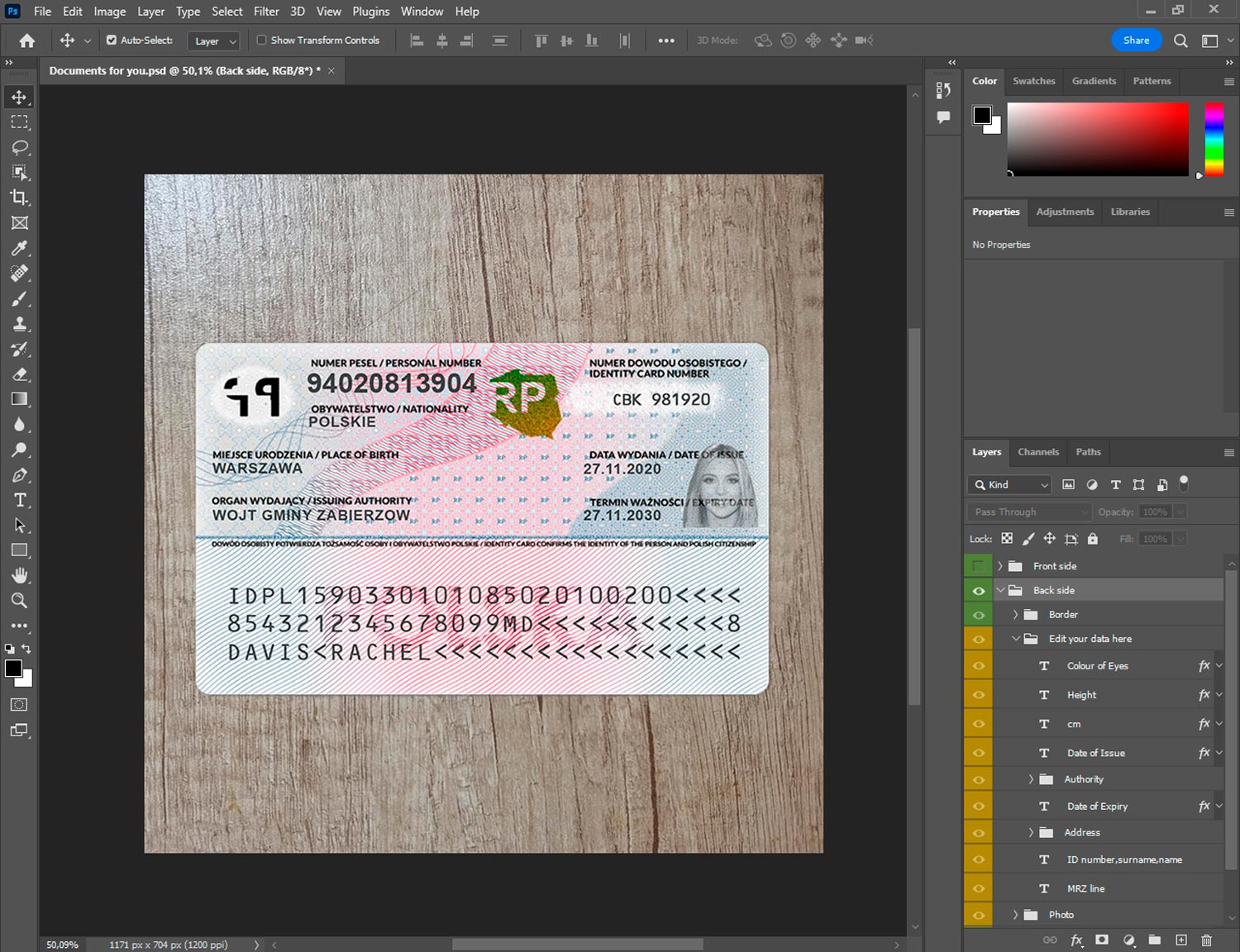 Poland Realistic Poland ID Card PSD Template | Printable Design