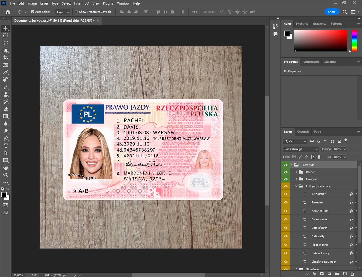 Editable Poland Driver License PSD – Ready to Print