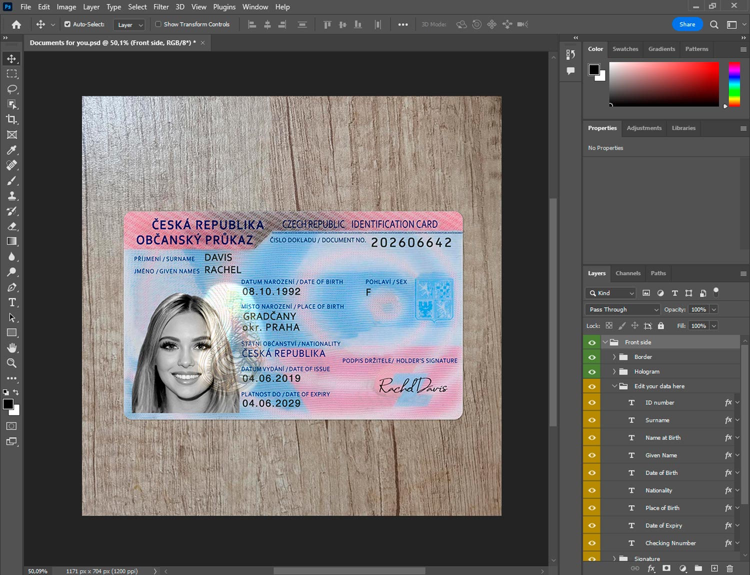 Professional Czech Republic ID Card | Editable PSD Format