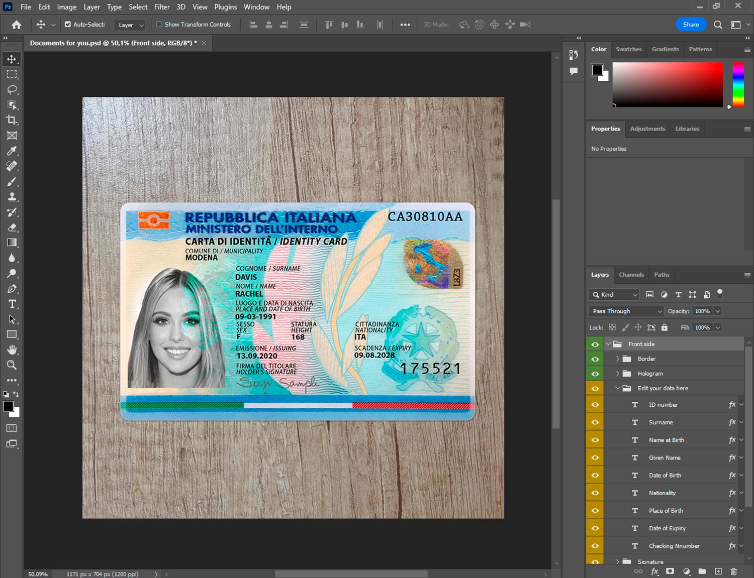 Editable Blank Italy ID Card | Download Now