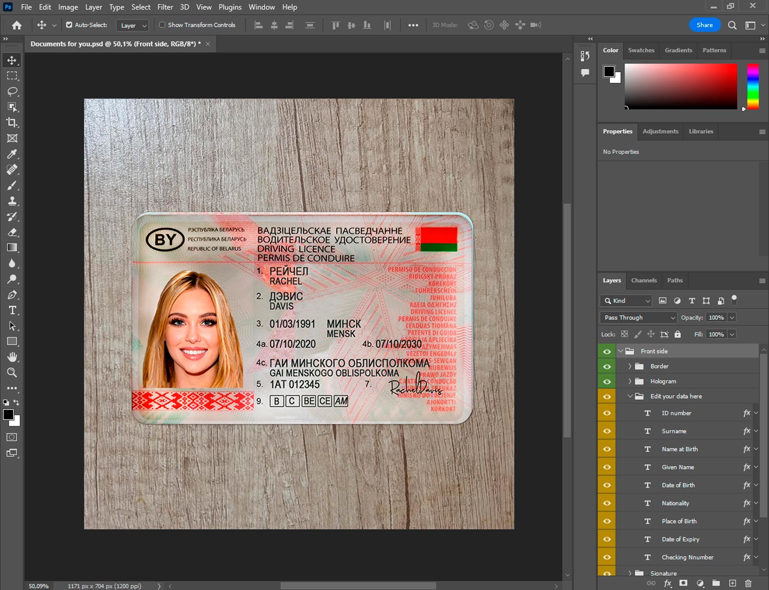 Editable Belarus DL Template | Clean Printable Layout