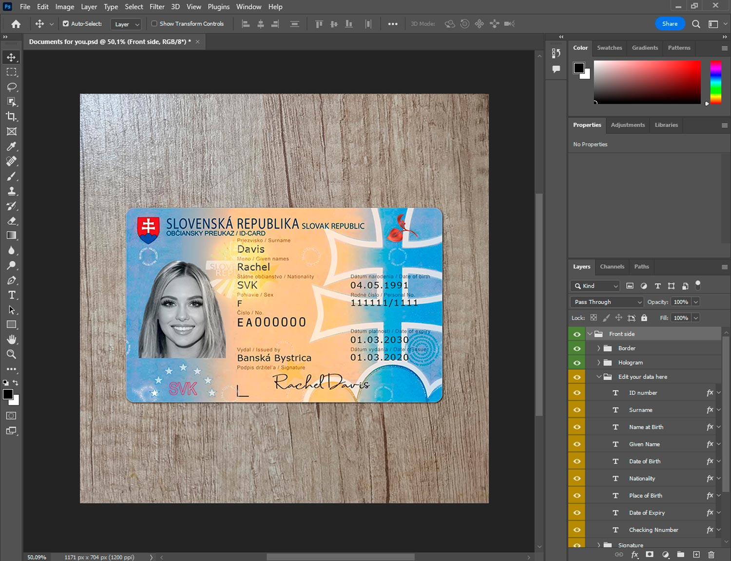 Slovakia ID Card PSD Template | Editable 2025 Edition