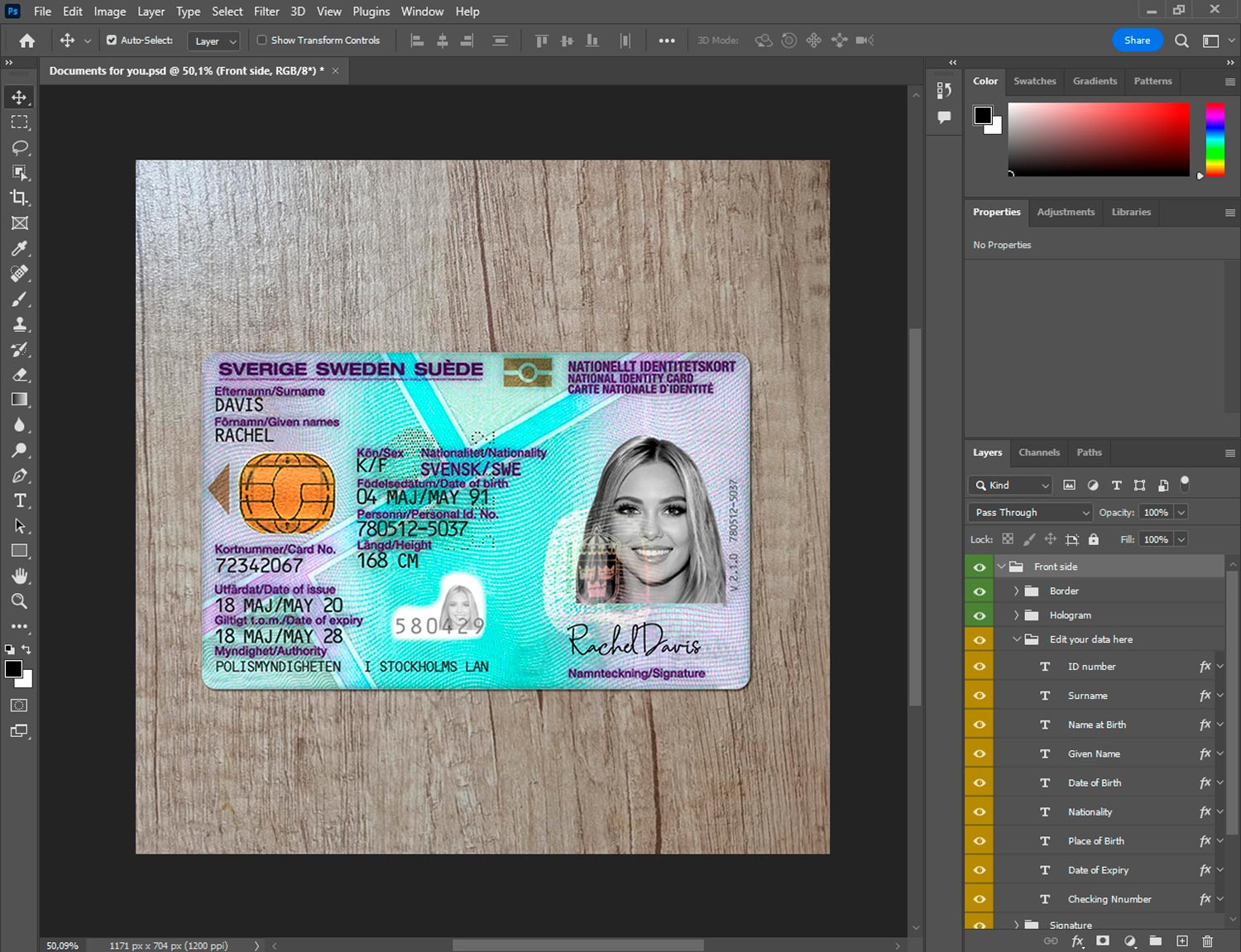 Sweden Editable ID Card Template | Print-Ready Design