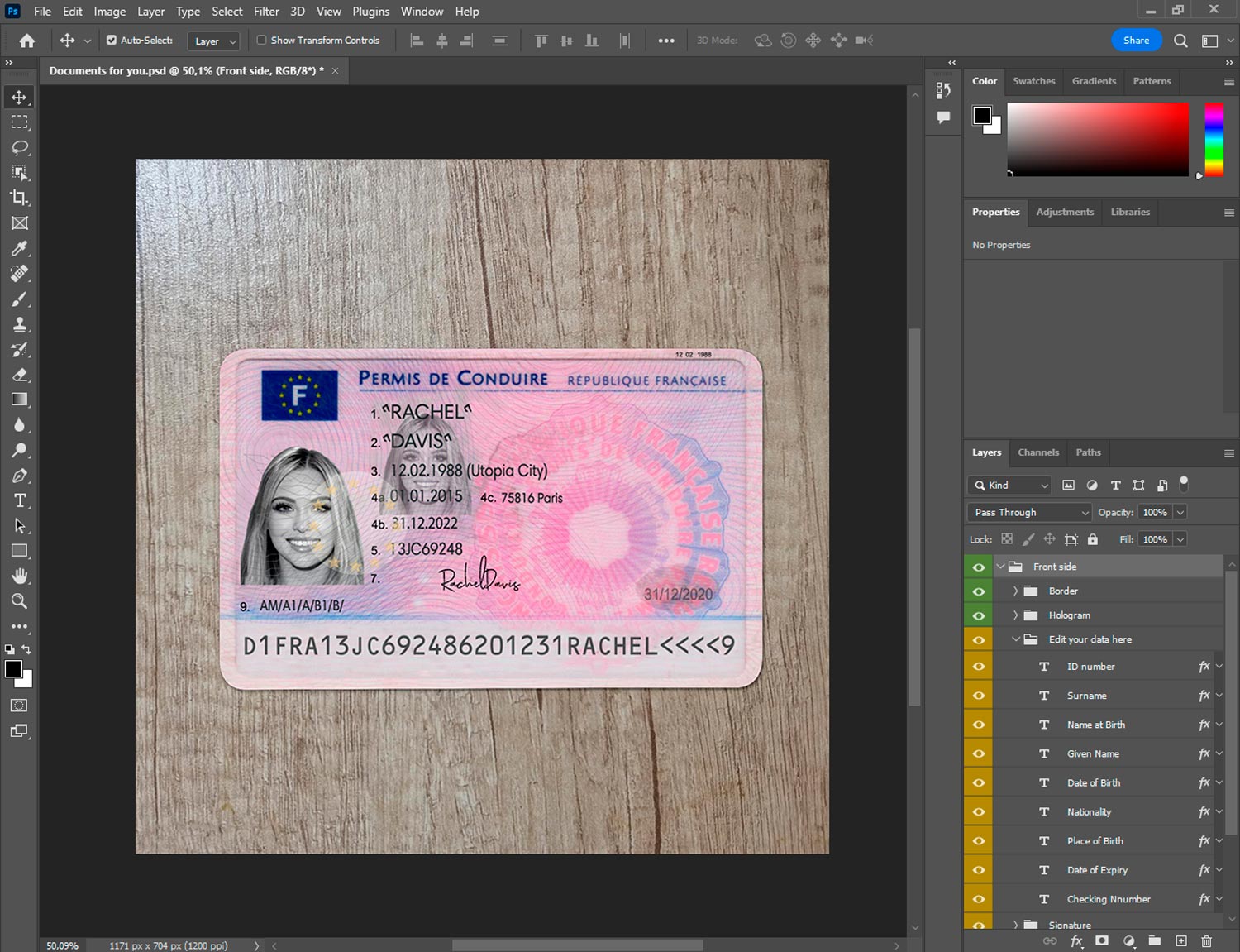 French Driver License Template PSD | Editable Download