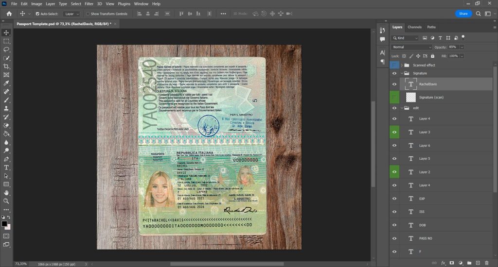 Italy Passport Template | Editable Digital Version