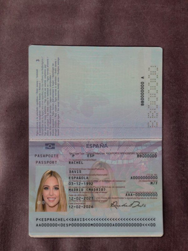 Realistic Spain Passport Template | Editable Format