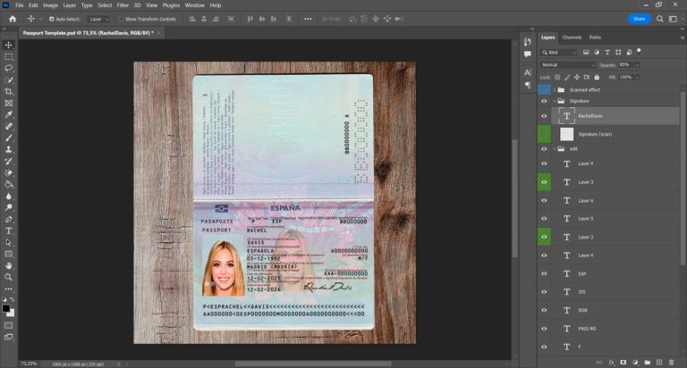 Realistic Spain Passport Template | Editable Format