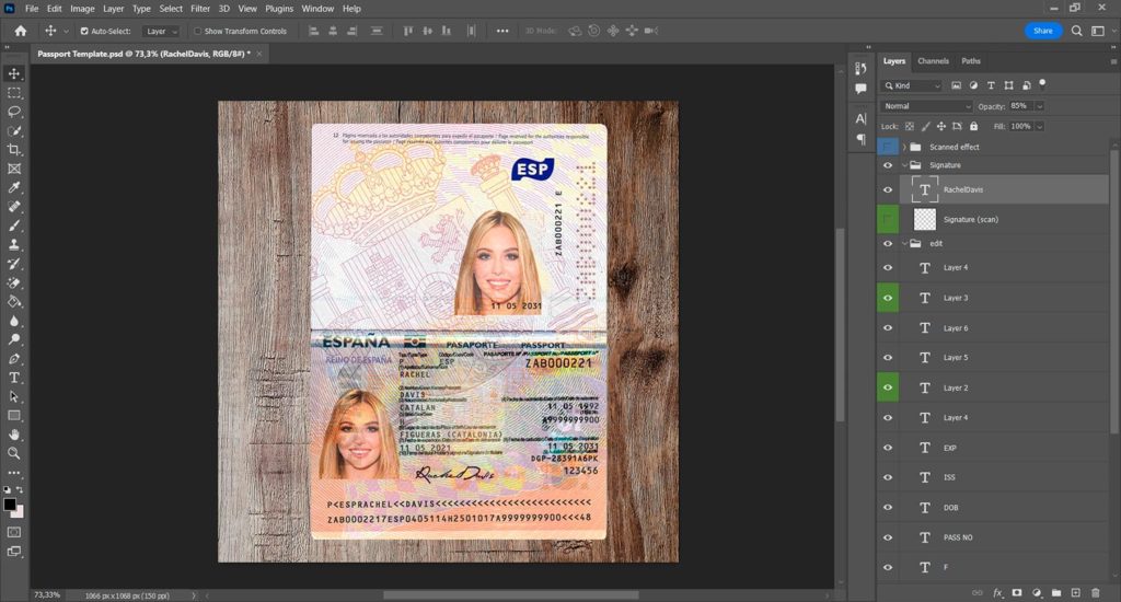 Spain Passport Template | Editable & High-Quality PSD