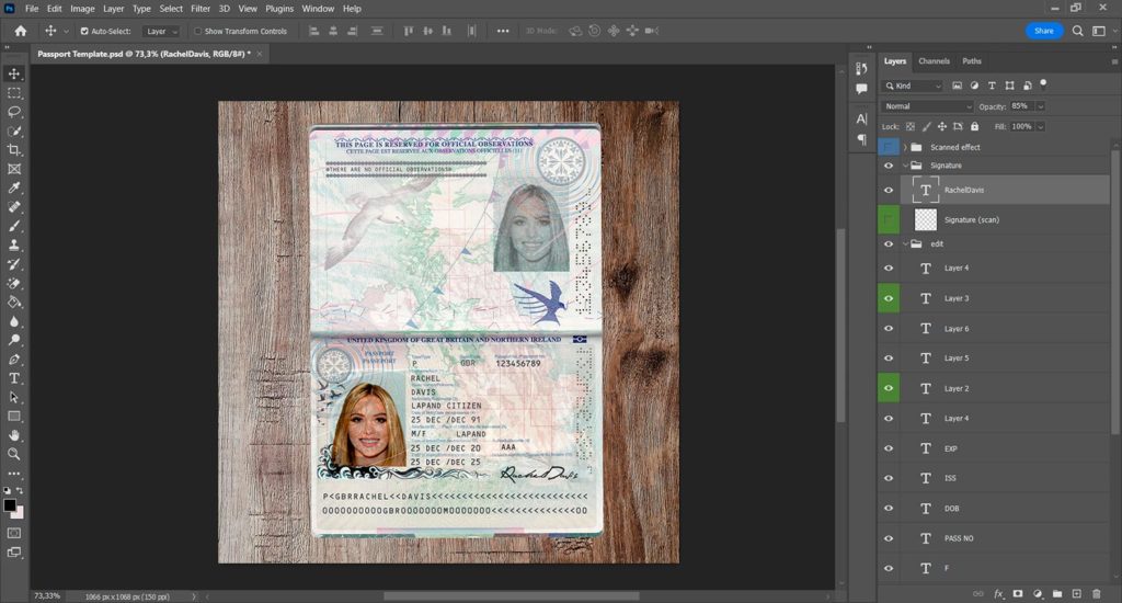 Passport Editable Uk Passport Template Professional Psd 1791