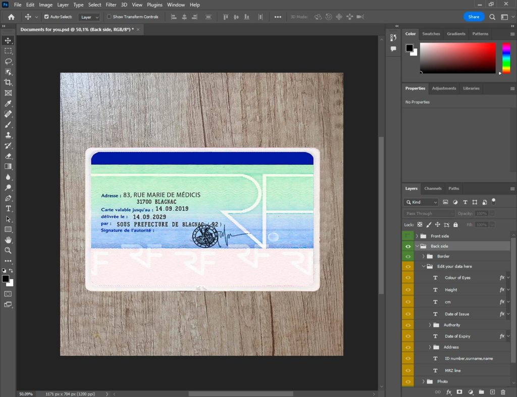Realistic France ID Card Template | Instant Download