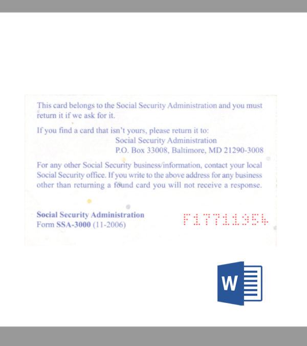 Social Security Card maker in Word