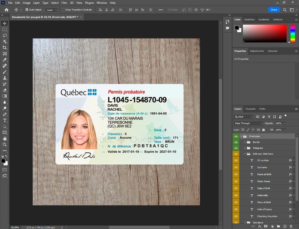 Editable Canada Quebec Driver License Template | PSD Download