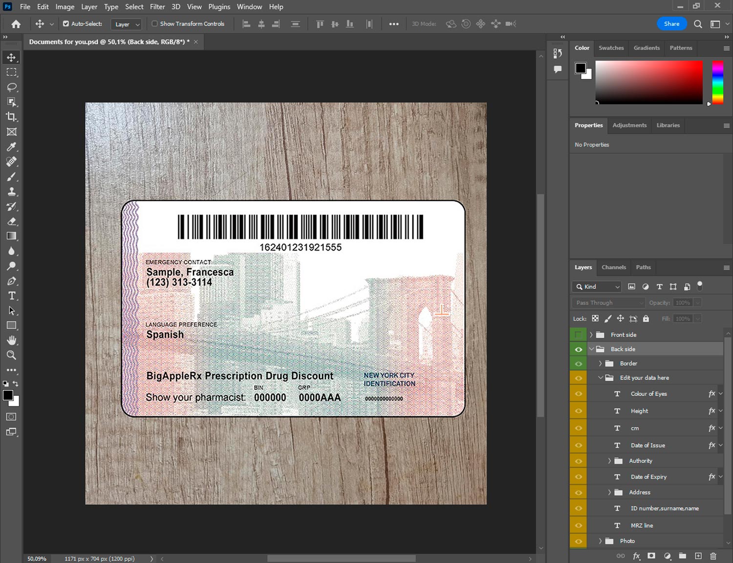New York ID Template