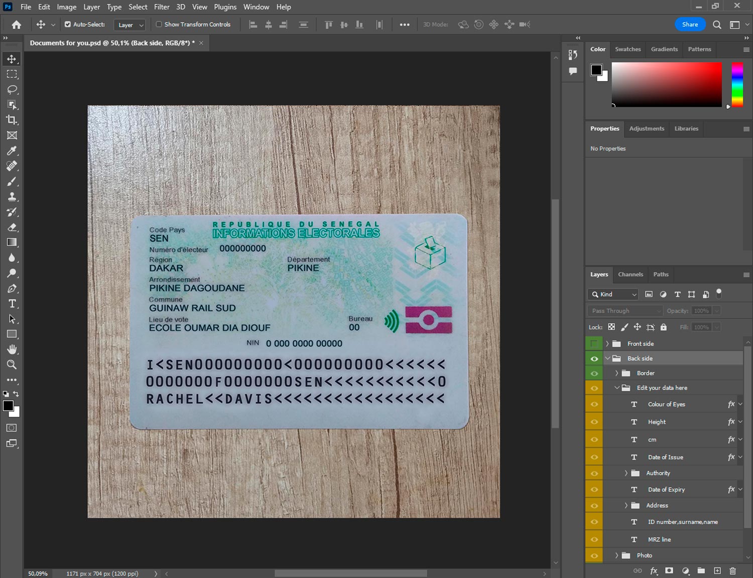 Senegal Editable ID Card Template | Print-Ready Design